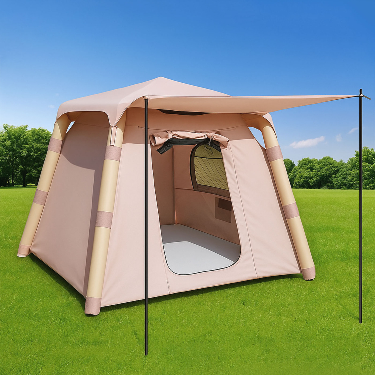Inflatable Camping Tent 3-4 Person, Quick Setup Air Tent with Built-in ...