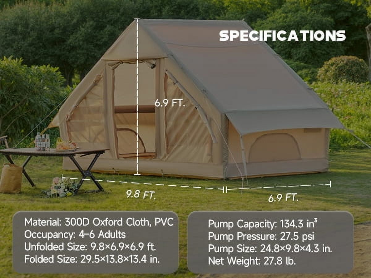 Inflatable Camping Tent, 4-6 Person Air Glamping Tent with Pump ...