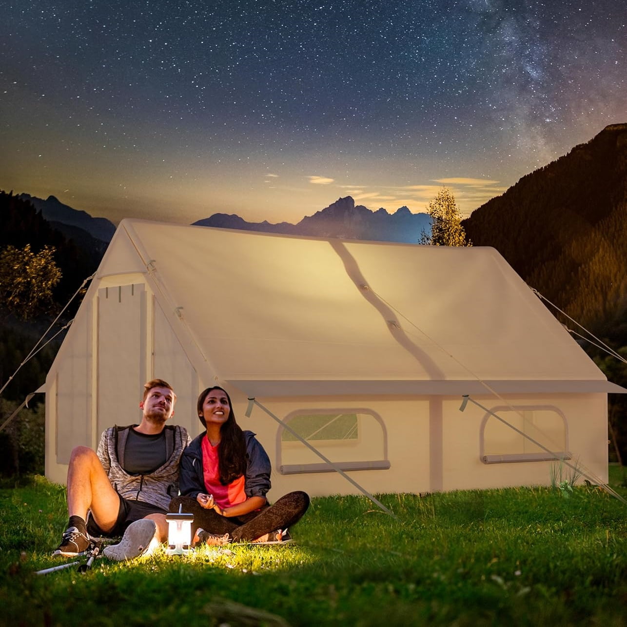 Inflatable Camping Tent with Pump, Luxury Camping Tent, Easy to Set Up ...