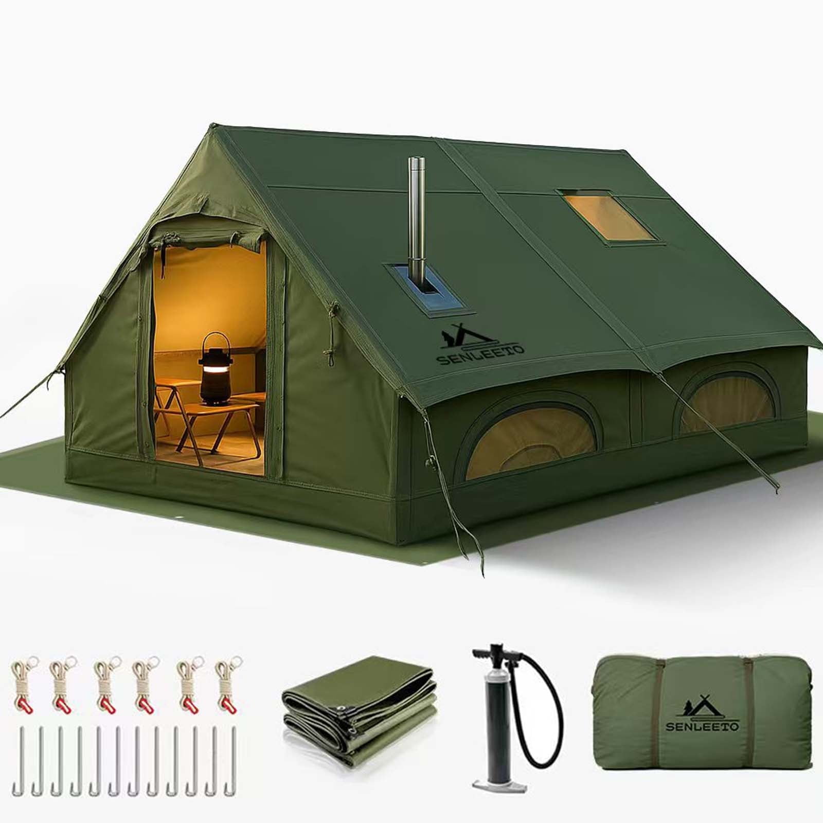 Inflatable Camping Tents 8-10 Person,129 Square Feets Large Inflatable ...