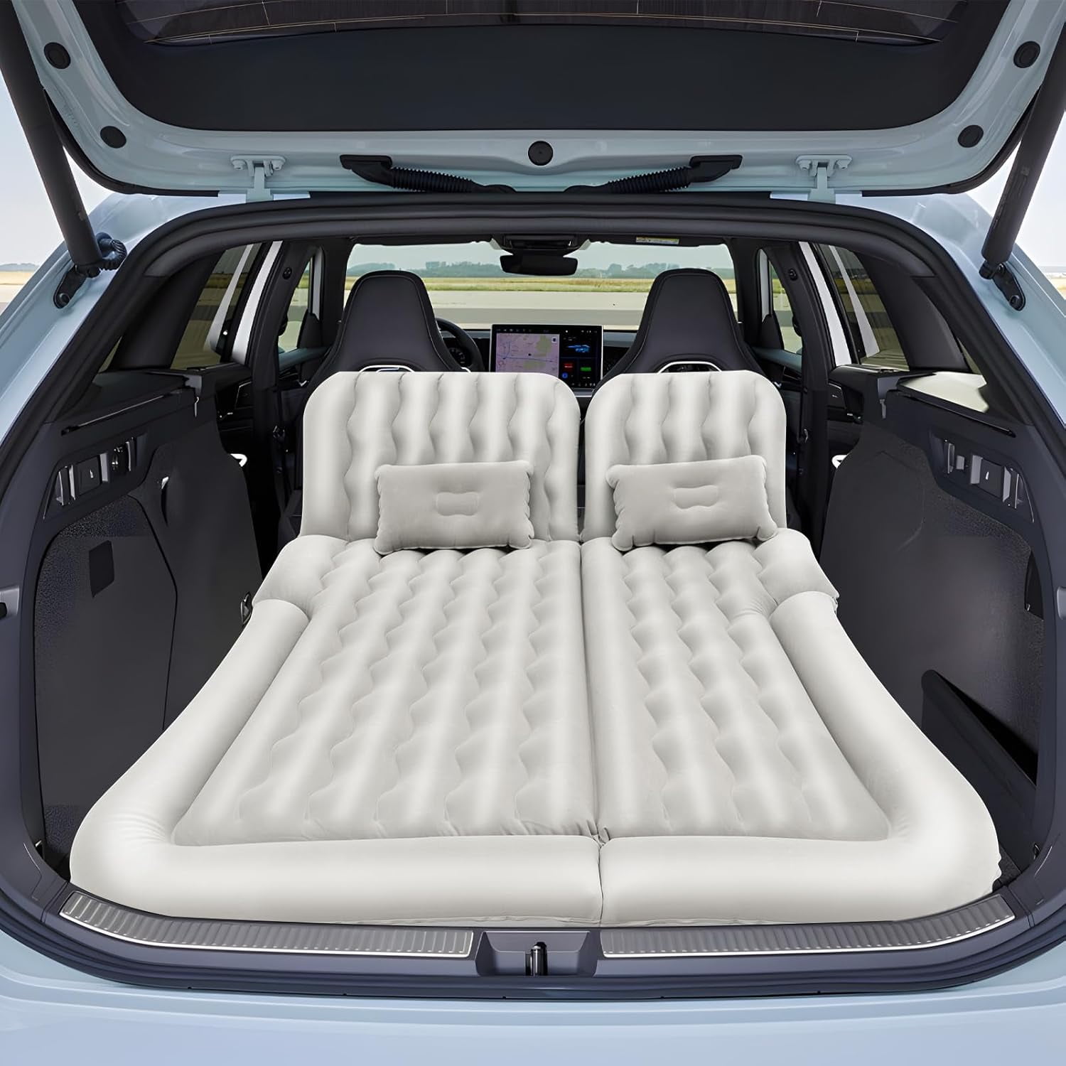 Inflatable Car Air Mattress Back Seat Bed, Double Partition Backseat ...