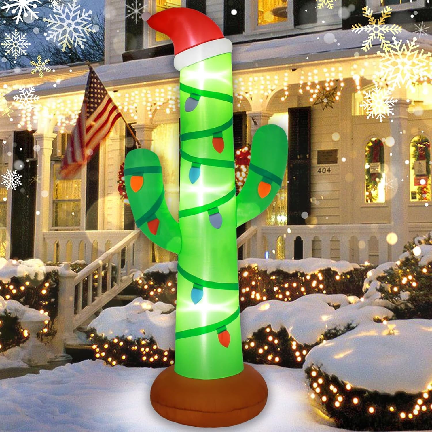 Inflatable Christmas Decorations Outdoor Yard Blow Up Cactus 7ft Giant ...