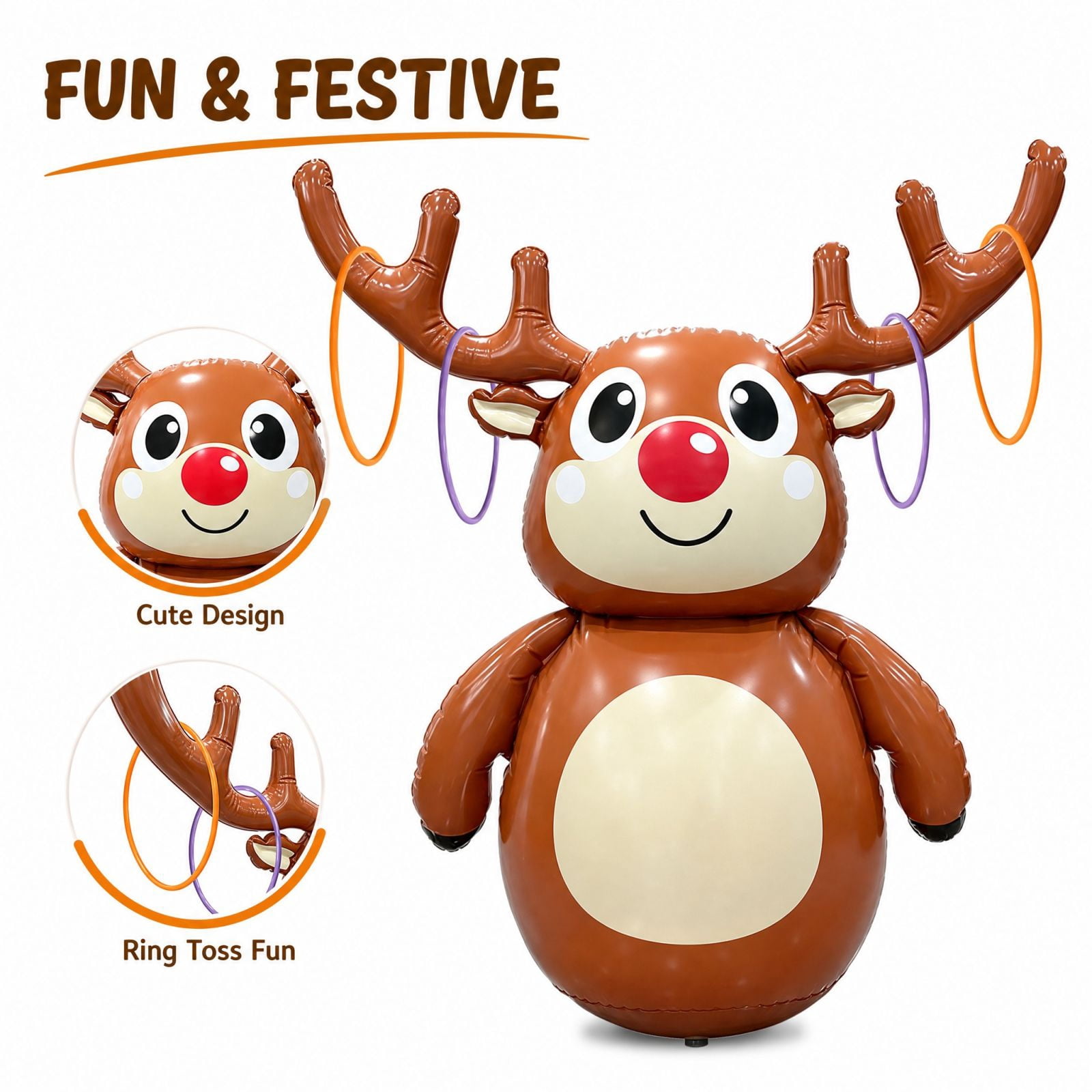 Inflatable Christmas Decorations Reindeer Ring Toss Game with Self ...