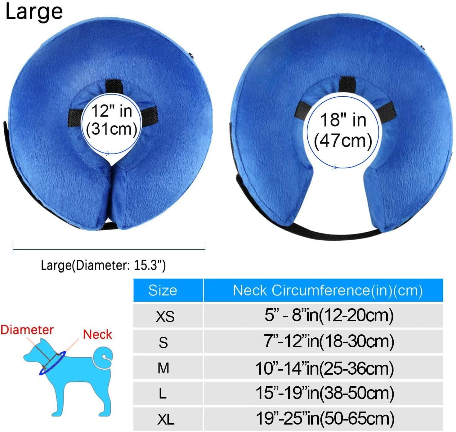 Inflatable Collar For Pet Dog Cat Comfortable Soft Recovery Swimming ...