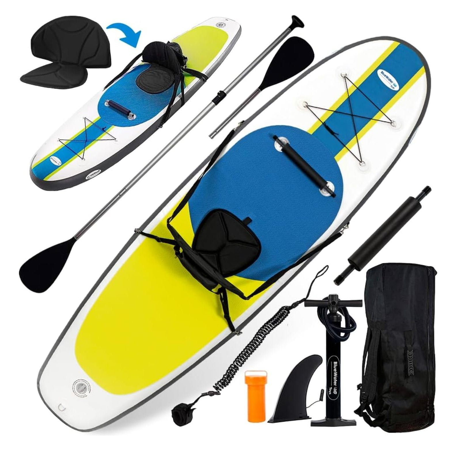 Inflatable Crossover Stand Up Paddle Board/Kayak Kit - Pump, Backpack ...