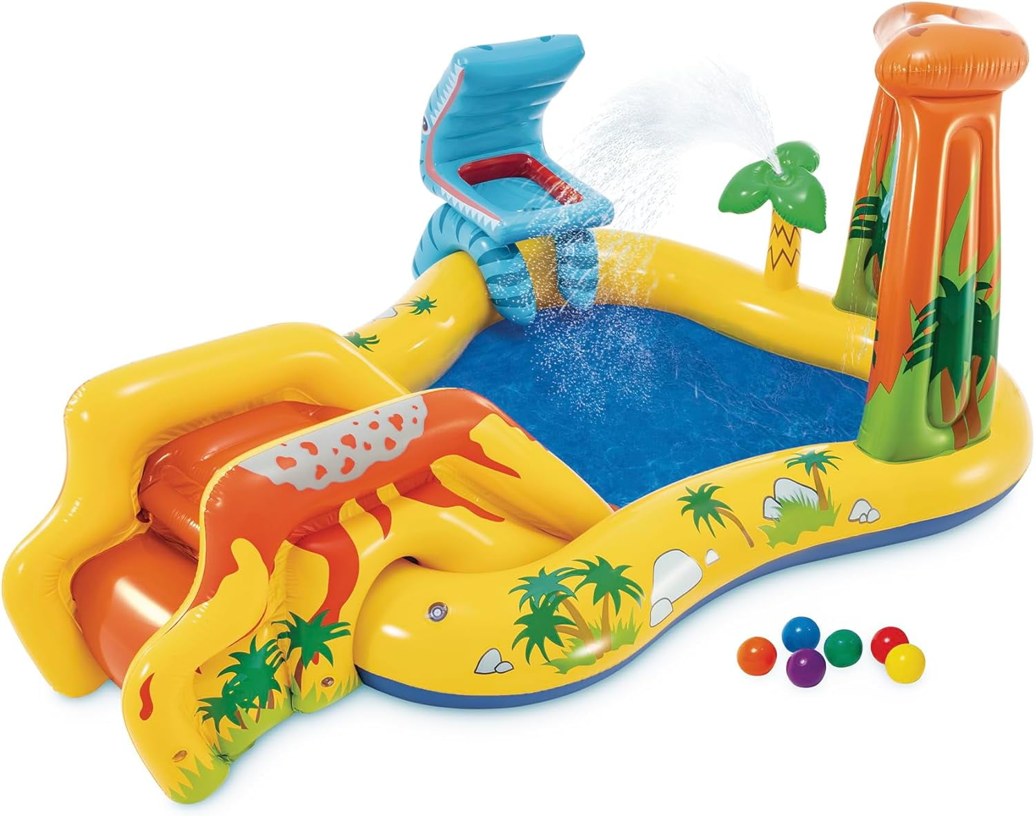 Inflatable Dinosaur Center with Pool & Slide, Water Features & 6 Balls ...
