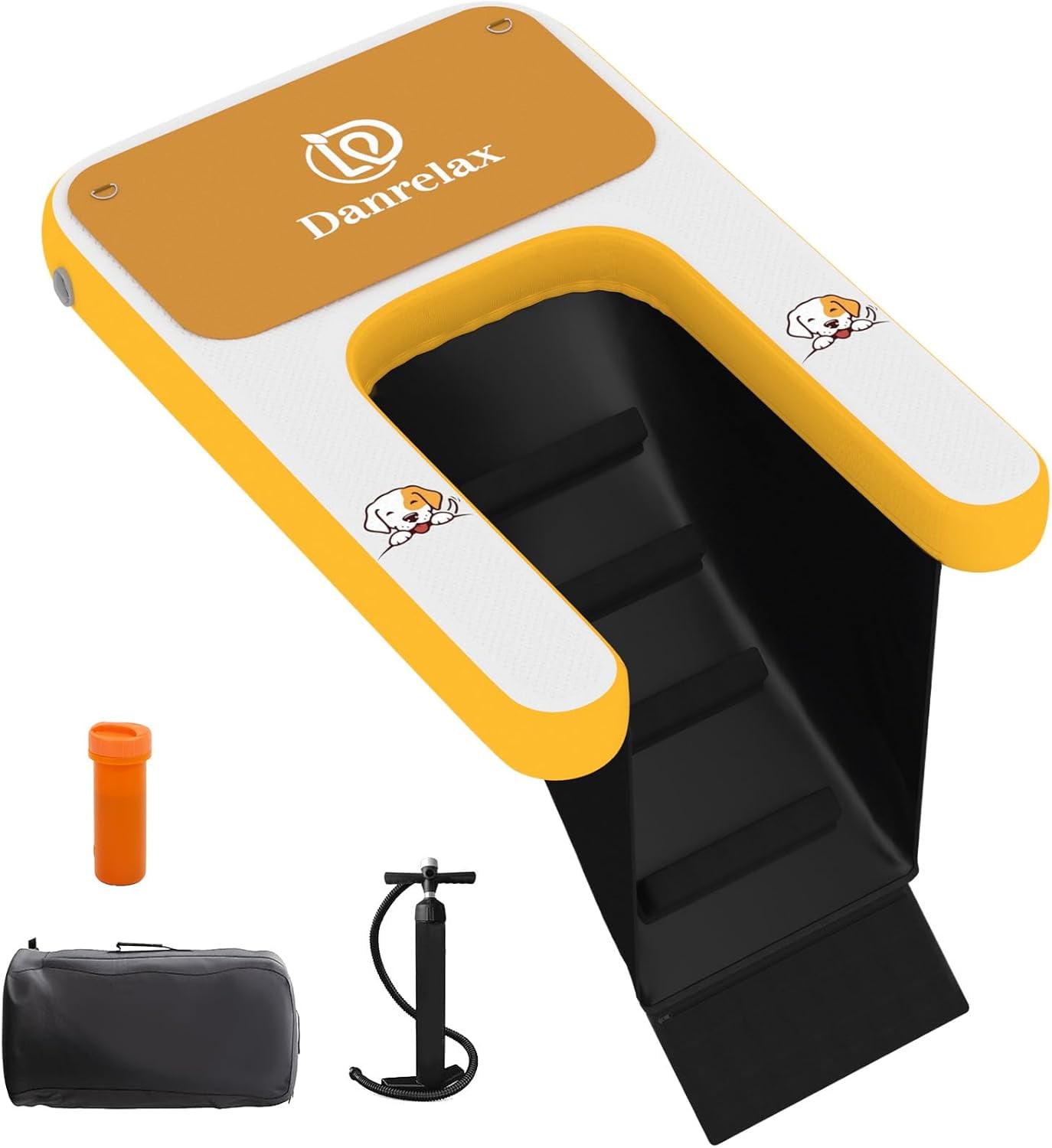 Inflatable Dog Boat Ramp, 47" L x 32" W x 6" H Perfect for Mid-Sized ...