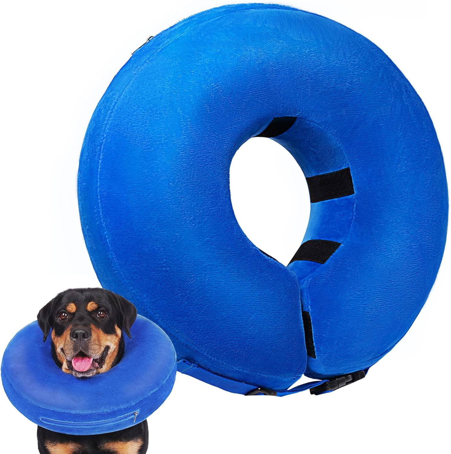 Inflatable Dog Donut Collar - Soft Post-Surgery Cone Alternative for ...