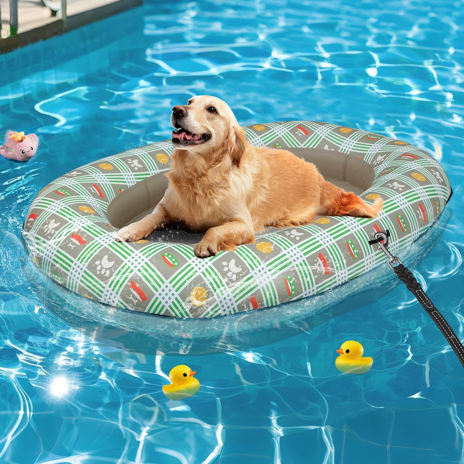 Inflatable Dog Float for Large Dogs, Up to 180 Lbs, Foldable & Puncture ...