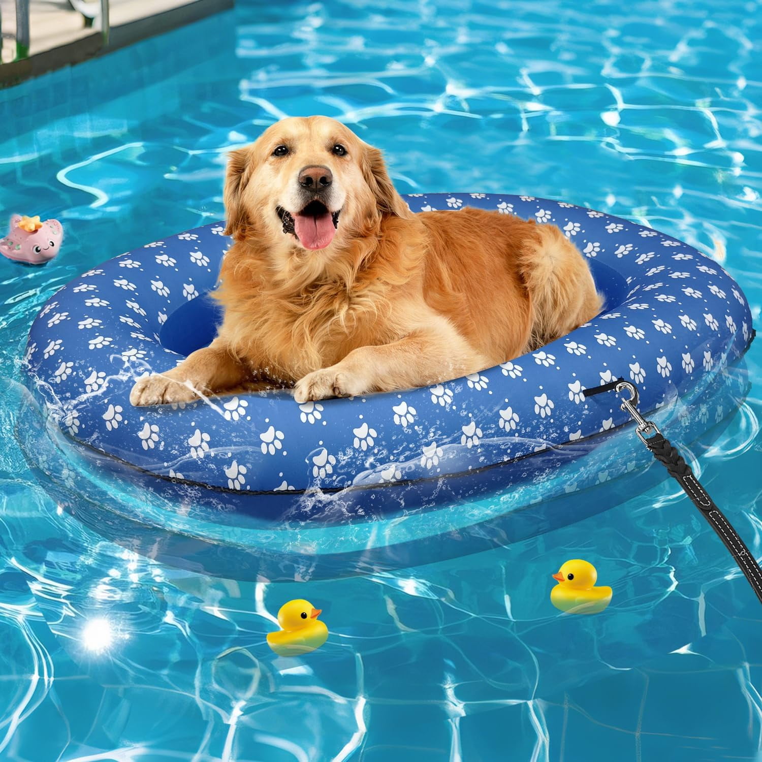 Inflatable Dog Float for Large Dogs, Up to 180 Lbs, Foldable & Puncture-Resistant Doggy Float ...