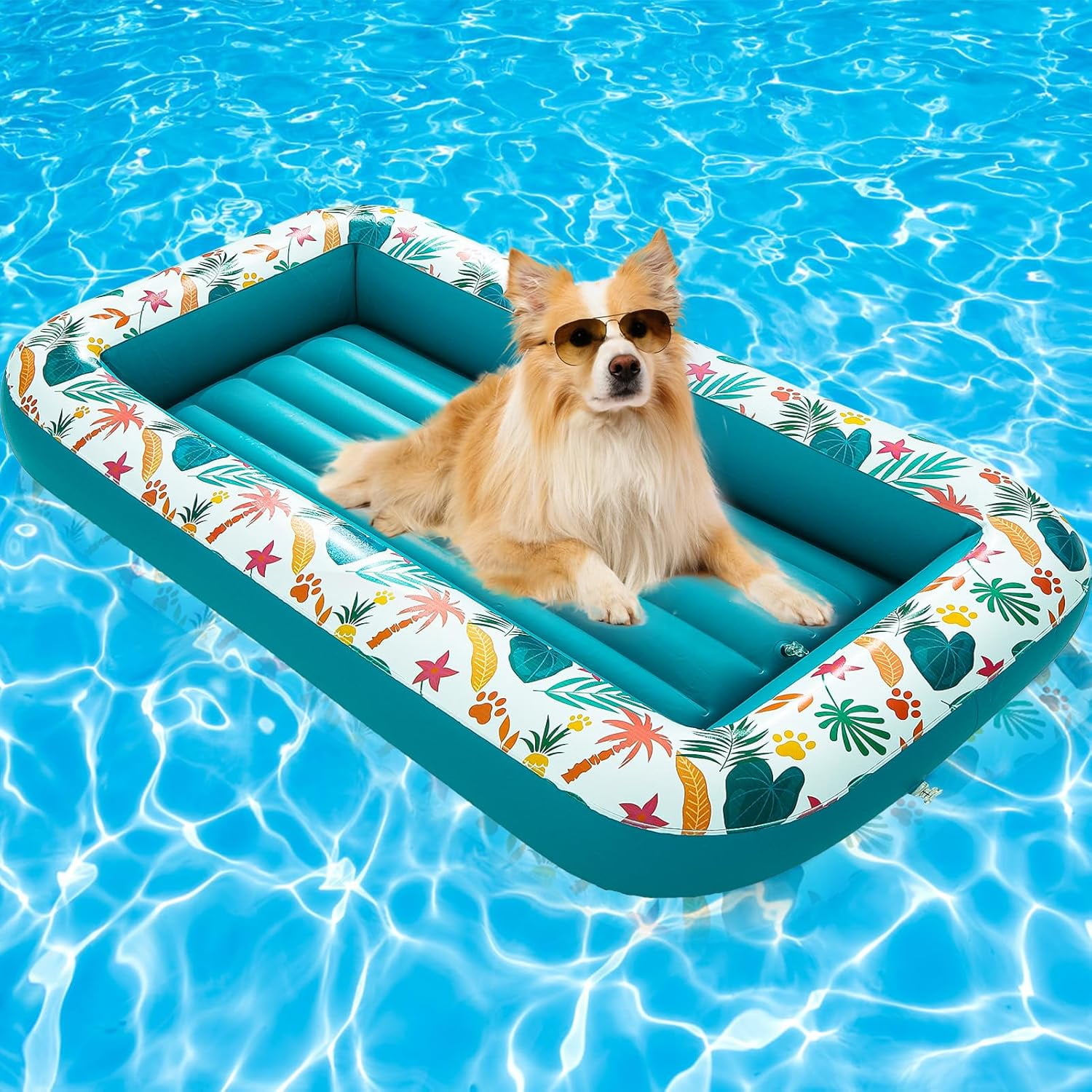 Inflatable Dog Floating Raft for Summer Pool, Durable and Foldable Pet ...