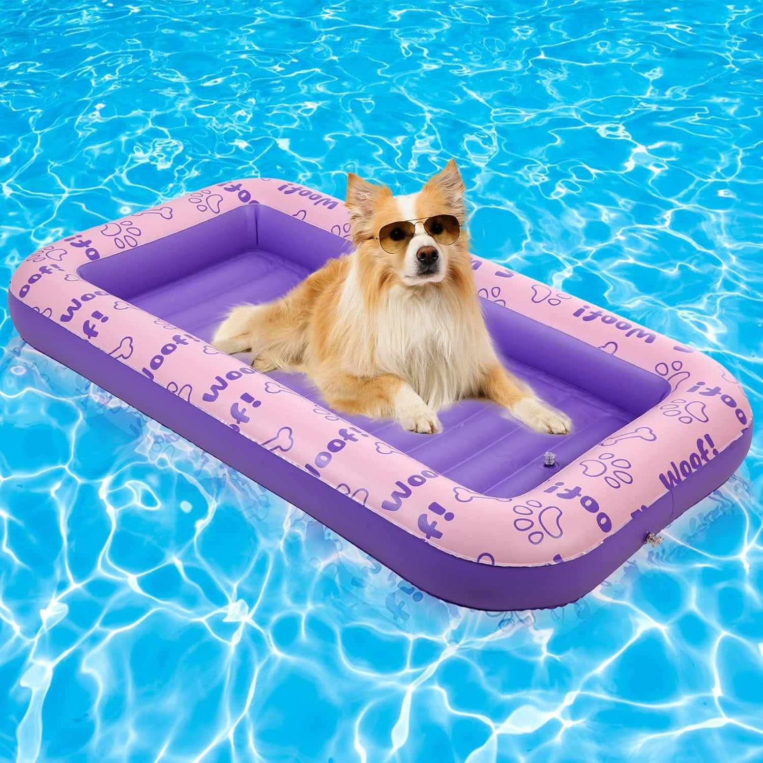 Inflatable Dog Floating Raft for Summer Pool, Durable and Foldable Pet ...