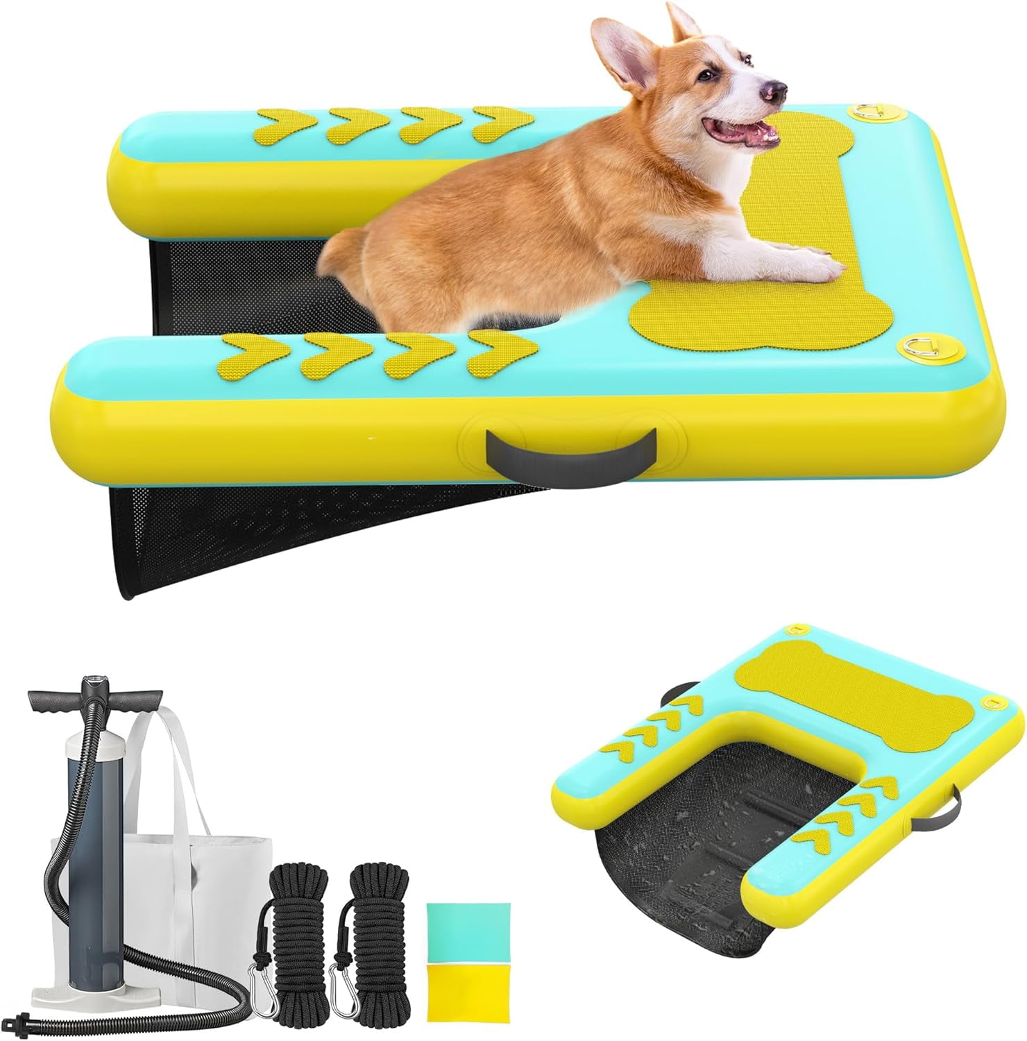 Inflatable Dog Pool Float Ramp - 44'' x 36'' Floating Dock Platform for ...