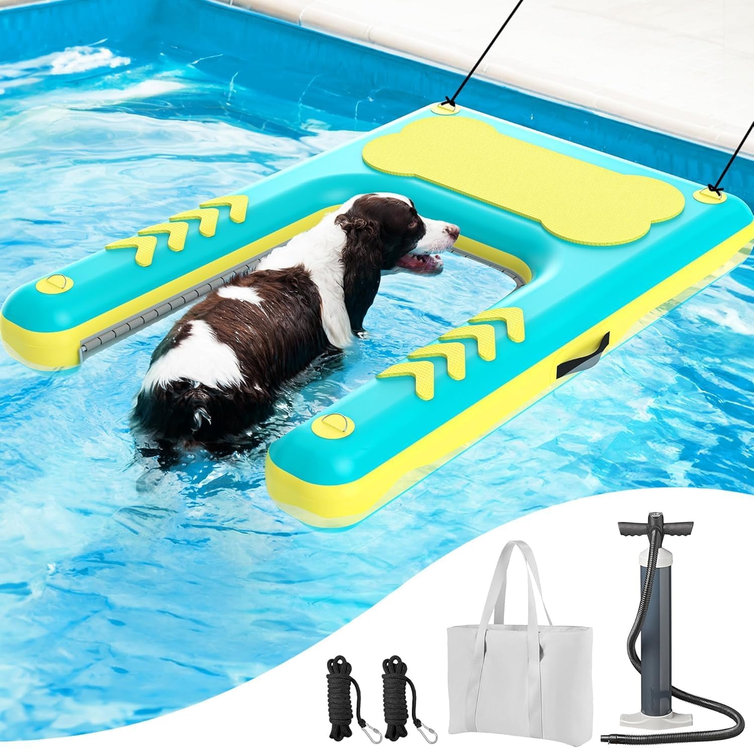 Inflatable Dog Water Ramp, 60"x 40" Extra Large Boat Ramp Floating Dock ...