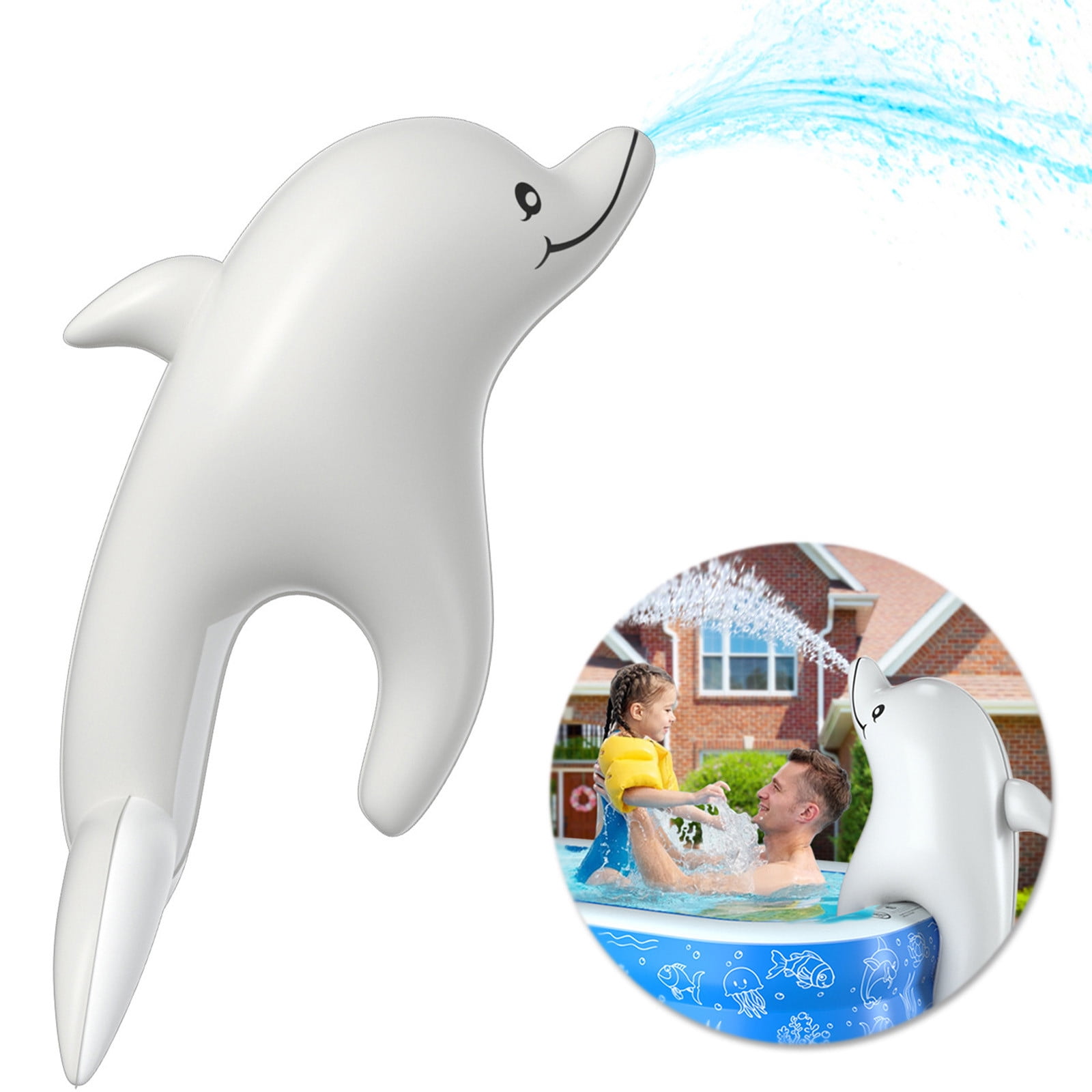 Inflatable Dolphins Sprinkler, 43inch Giant White Inflatable Pool Toy ...