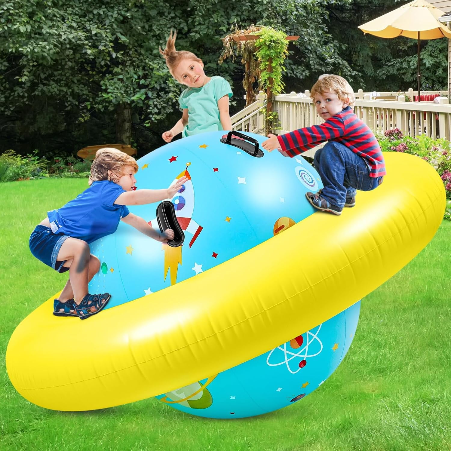 Inflatable Dome Rocker Bouncer 63''L x 63''W x 39''H, Blow up Climbing ...