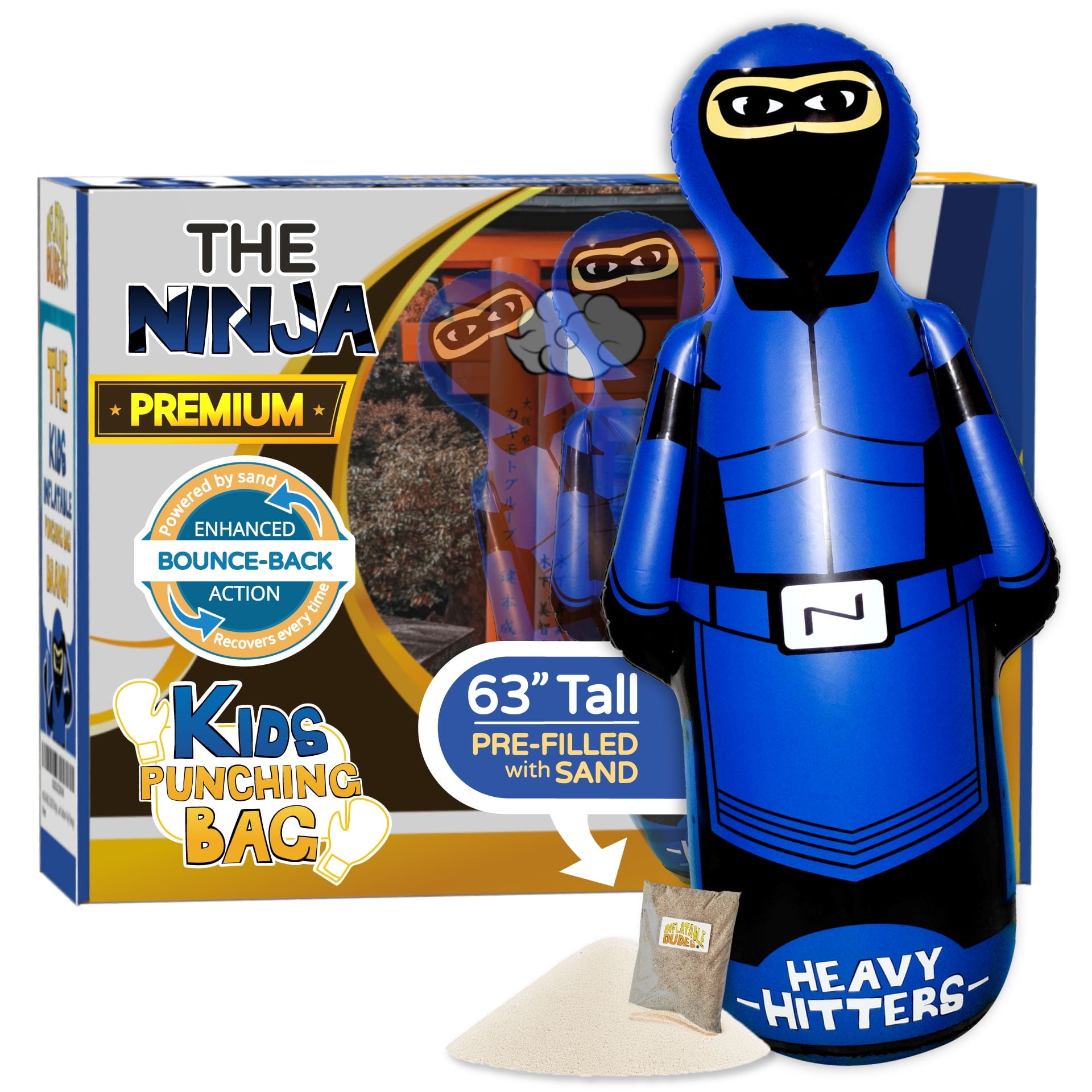 INFLATABLE DUDES Large Ninja 63 inches - Kids Punching Bag |Filled with ...