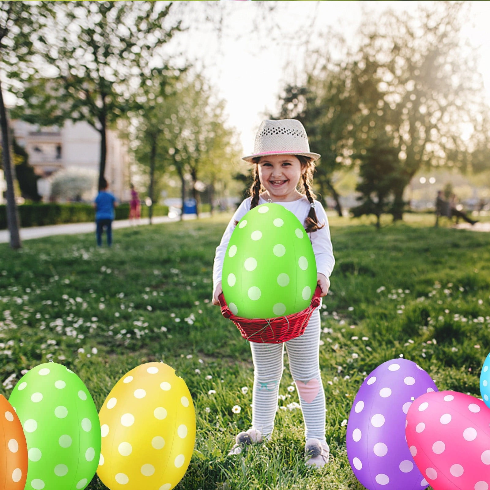 Inflatable Easter Eggs Outdoor Decorations 16 Inch Colorful PVC Yard ...