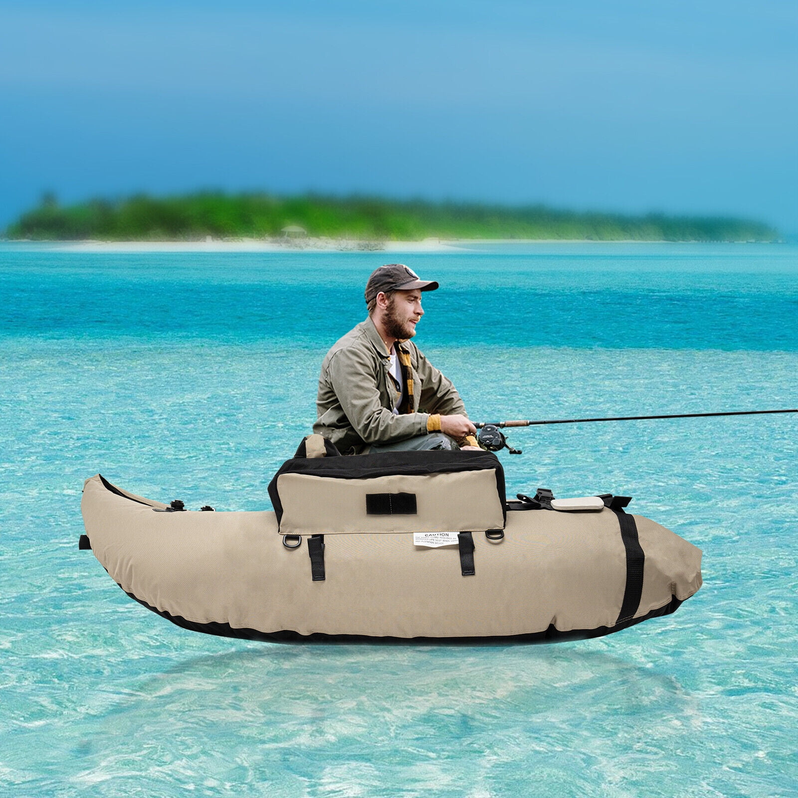 Inflatable Fishing Boat With Adjustable Shoulder Straps And Carrying ...
