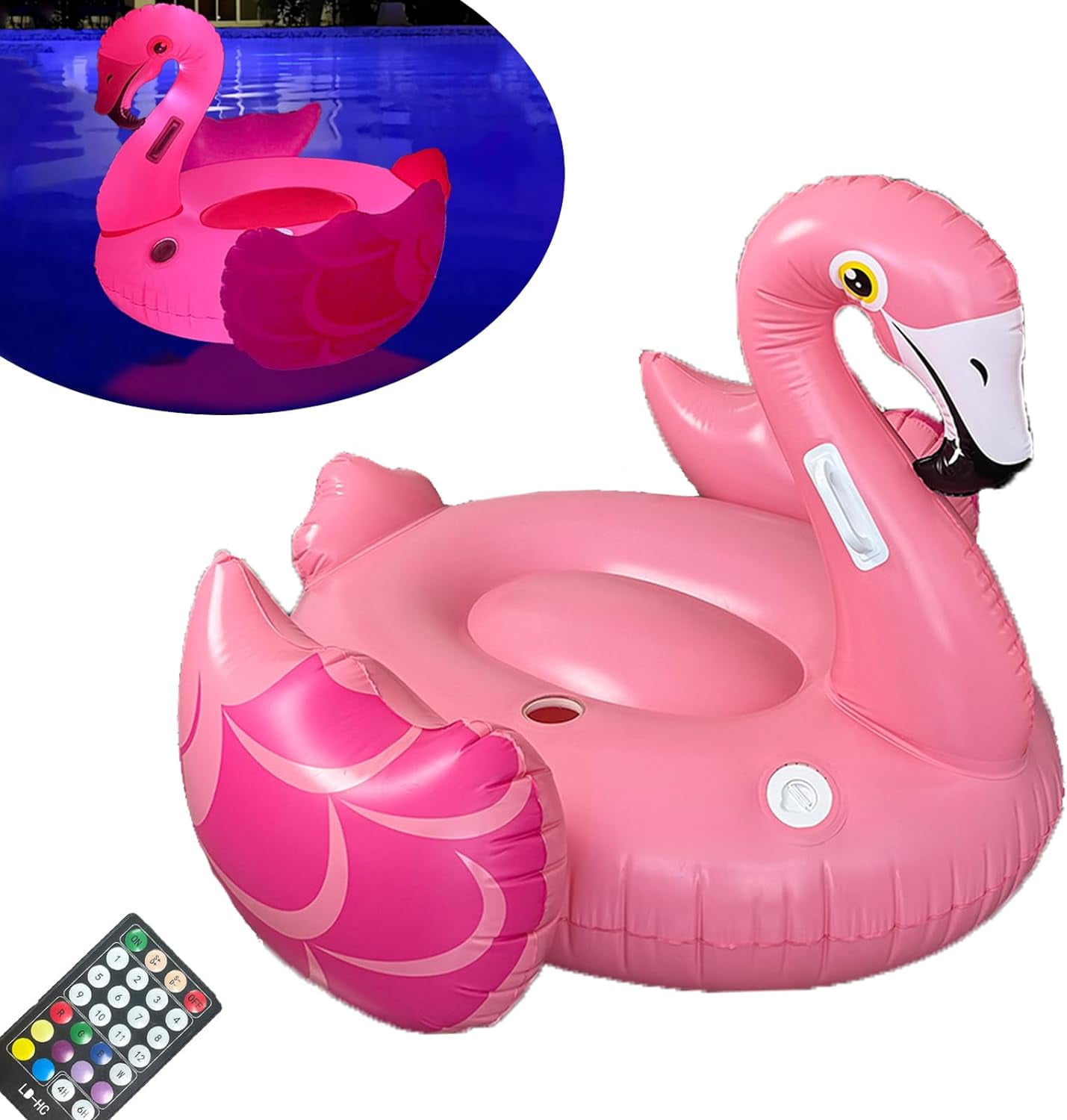 Inflatable Flamingo Pool Float with Lights,Flamingo Pool Floats On with ...