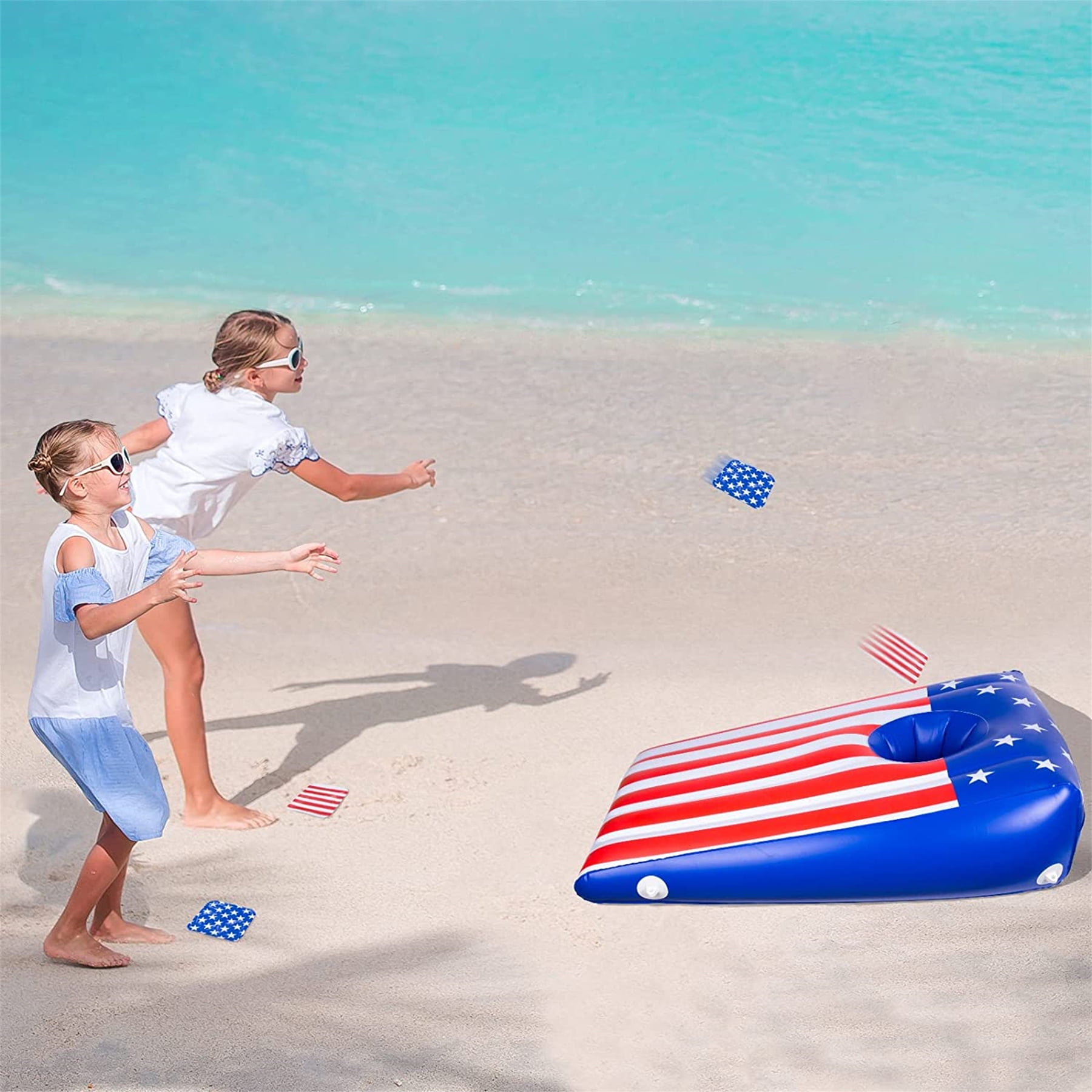 Inflatable Floating Cornhole Pool Games with 8 Bean Bags - Walmart.com