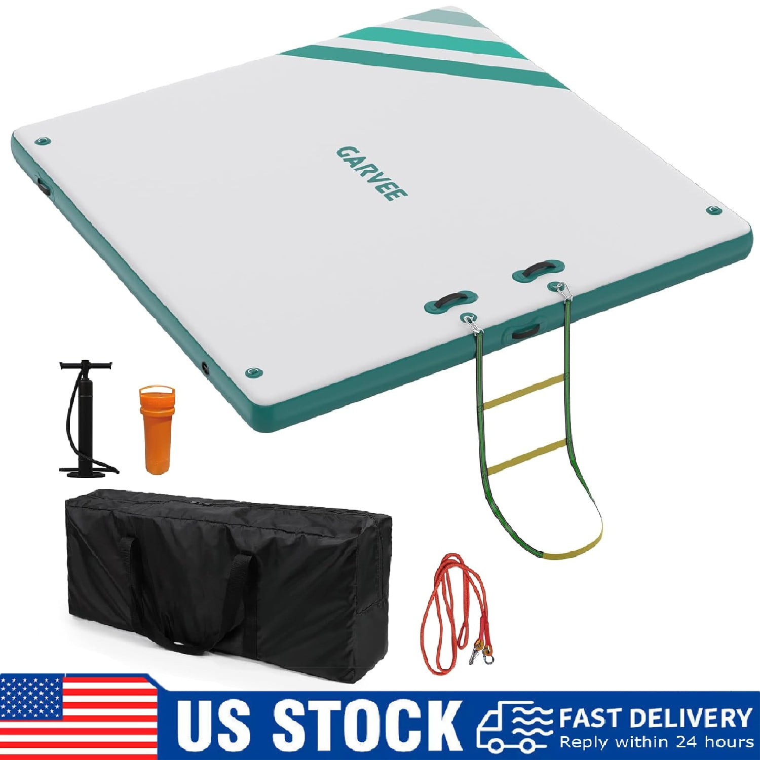 Inflatable Floating Dock ,10x10FT Floating Water Dock Raft Platform Mat ...