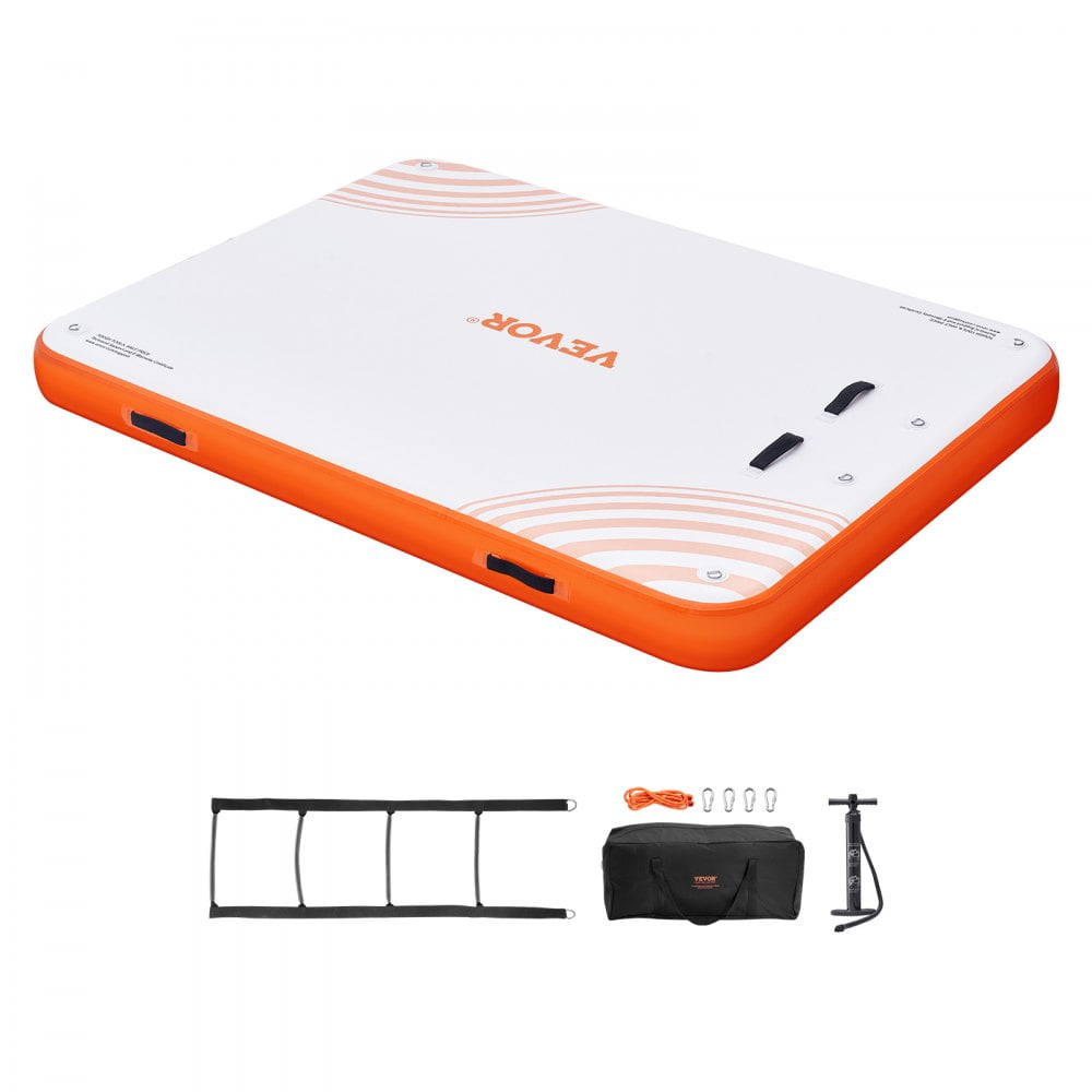 Inflatable Floating Dock, 8 x 6FT Inflatable Dock Platform, Non-Slip ...