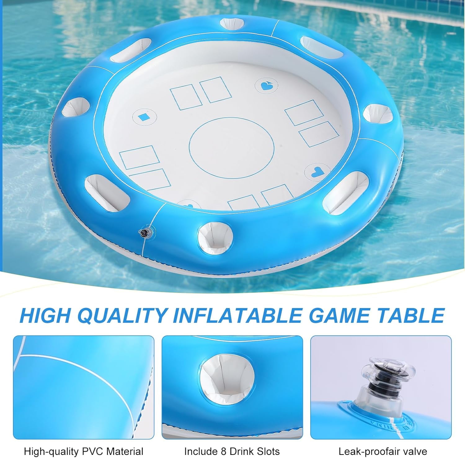 Inflatable Floating Table for Pool – 39” Round Floating Card Table for ...