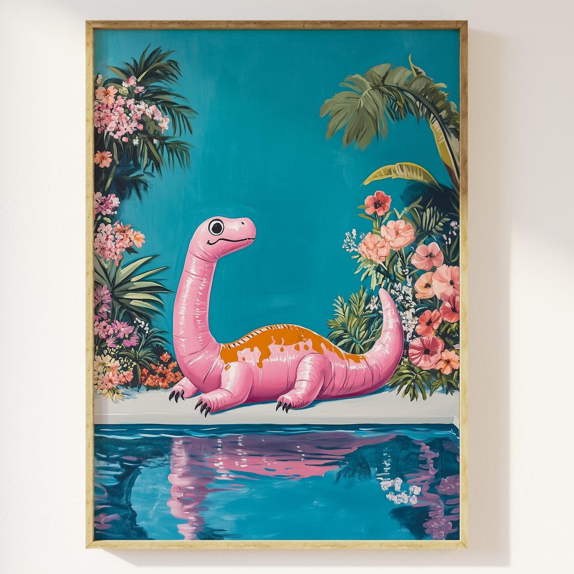 Inflatable Floaty Dinosaur Tropical Pool Print Fun Colourful Tropical ...