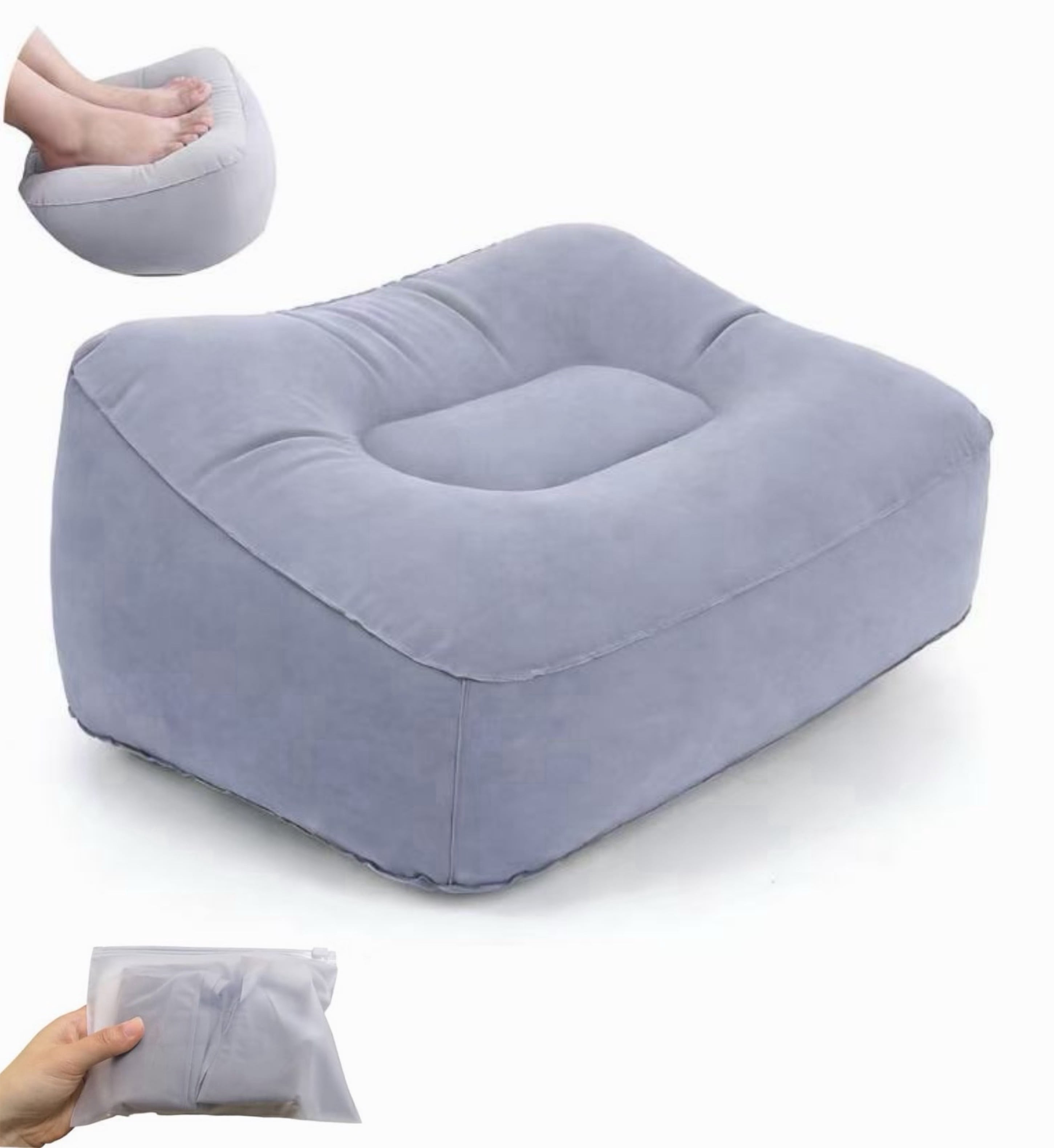Inflatable Flocked Foot Rest Mat for Car Travel, Portable PVC Foot ...