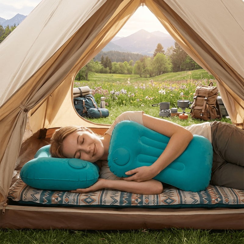 Inflatable & Foldable Ergonomic Travel Neck Pillow - Portable Cervical ...