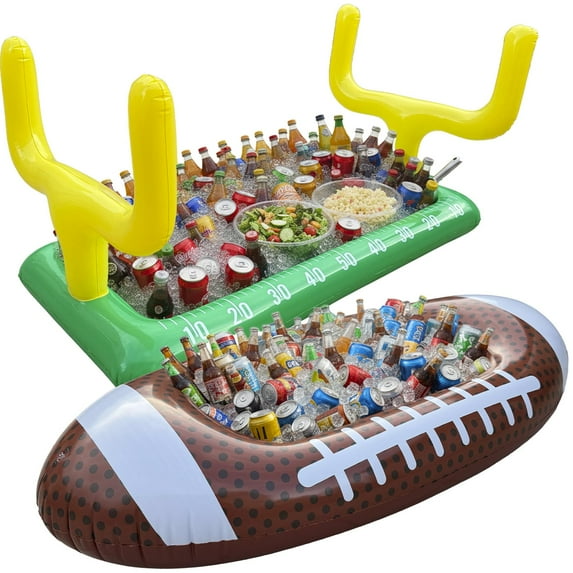 Inflatable Football Stadium Cooler, 2-Piece Buffet Ice Serving Bar for ...