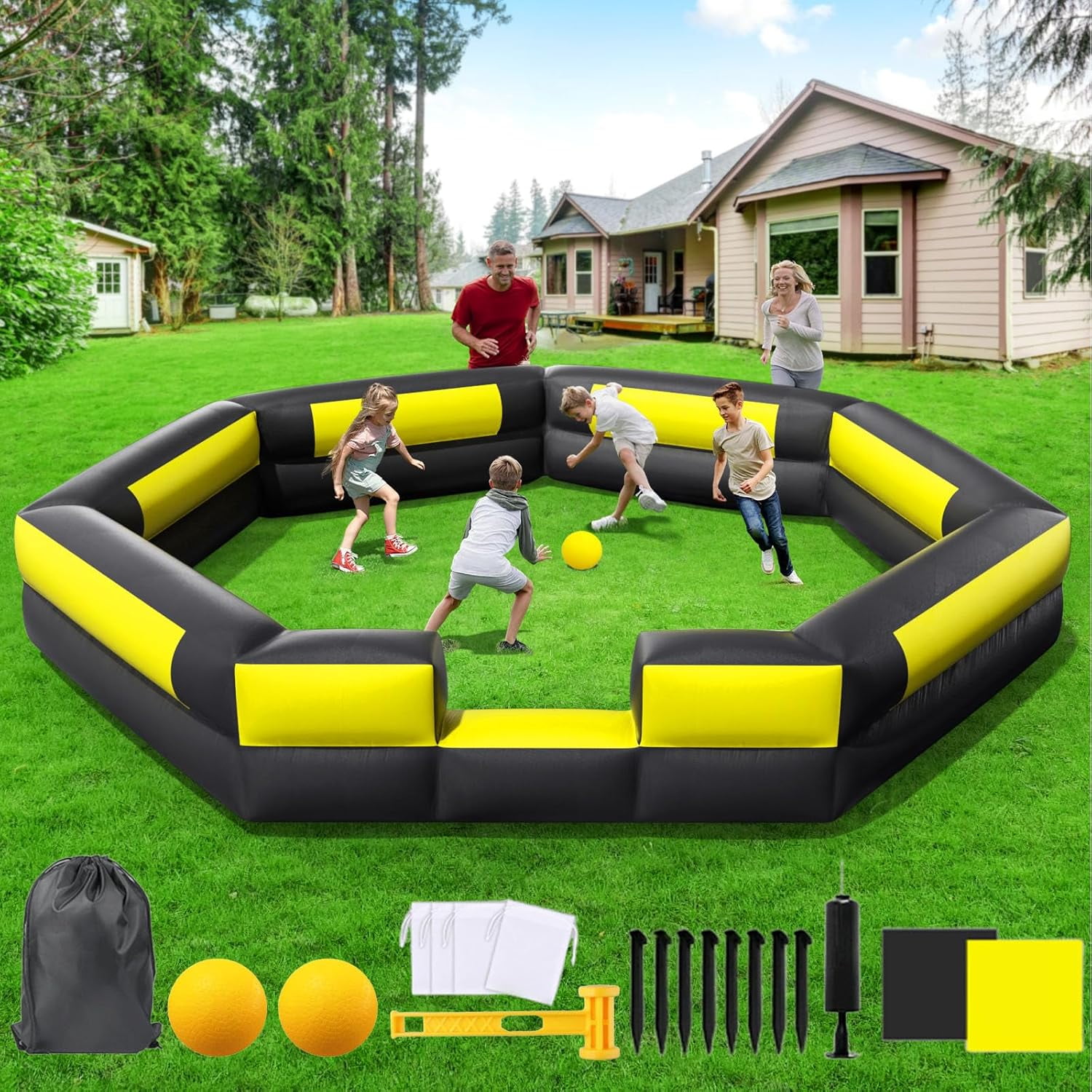 Inflatable Gaga Ball Pit Kit 15ft, Portable Gaga Ball Pit for Indoor ...
