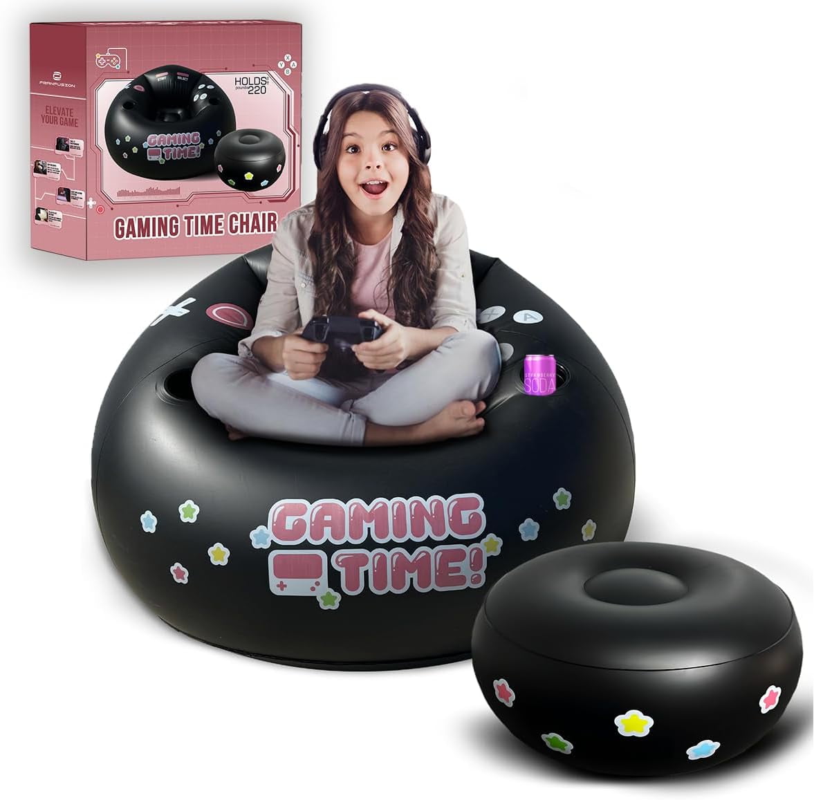 Inflatable Gaming Chair for Kids & Teens with Cup Holders and Side ...