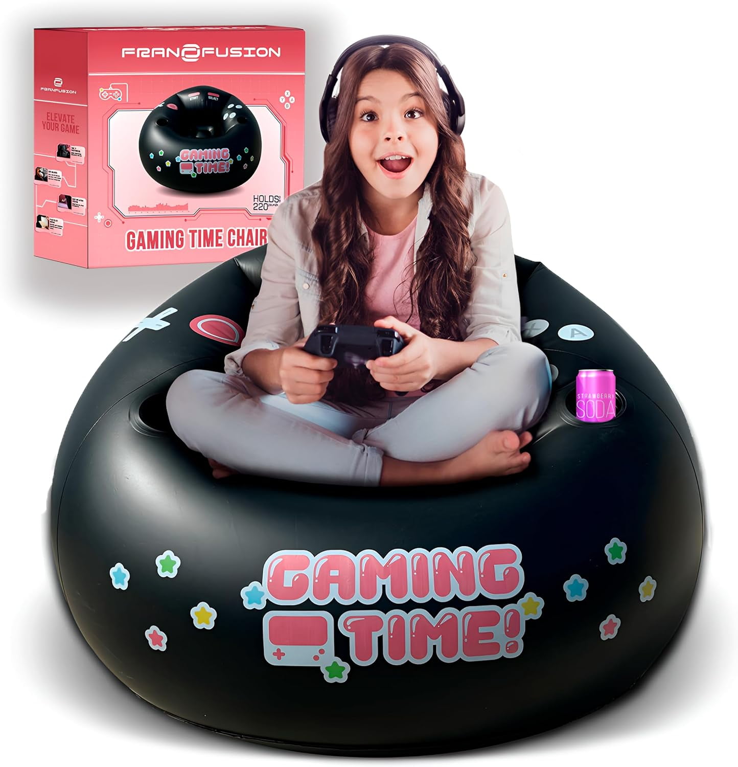 Inflatable Gaming Chair for Kids & Teens with Cup Holders and Side ...