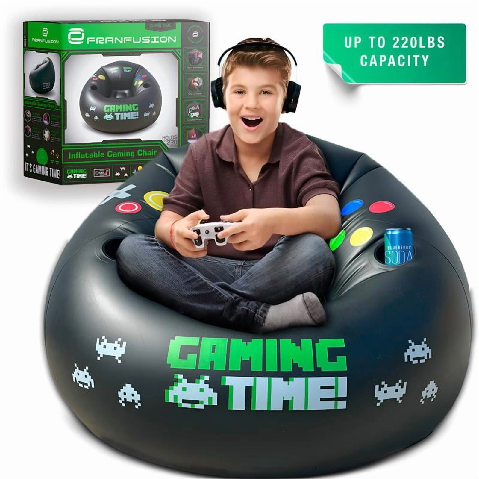 Inflatable Gaming Chair for Kids & Teens with Cup Holders & Side Pocket ...