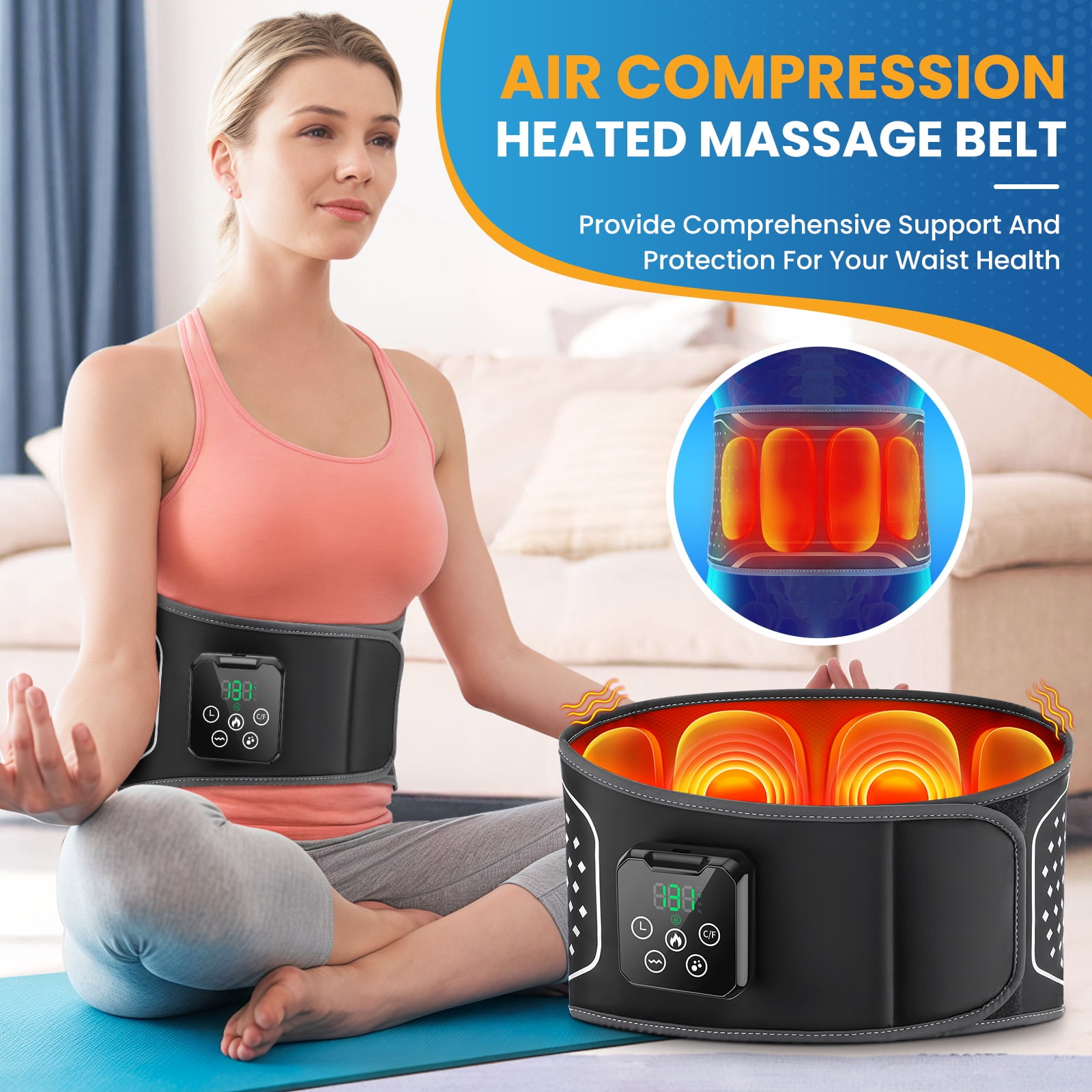 Inflatable Heating Back Brace, Cordless Lateral Compression Airbag ...