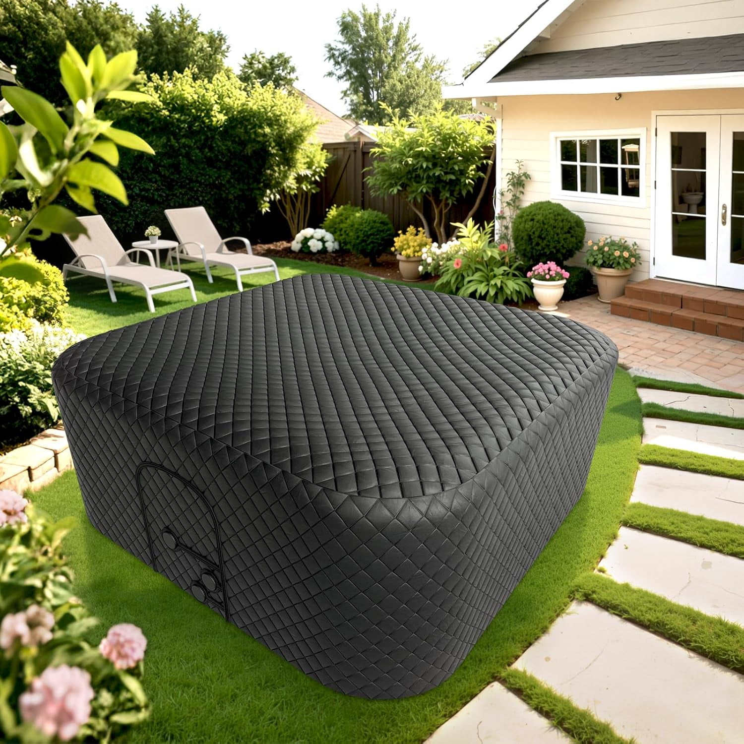 Inflatable Hot Tub Thermal Cover Protector, Waterproof Square SPA Hot ...