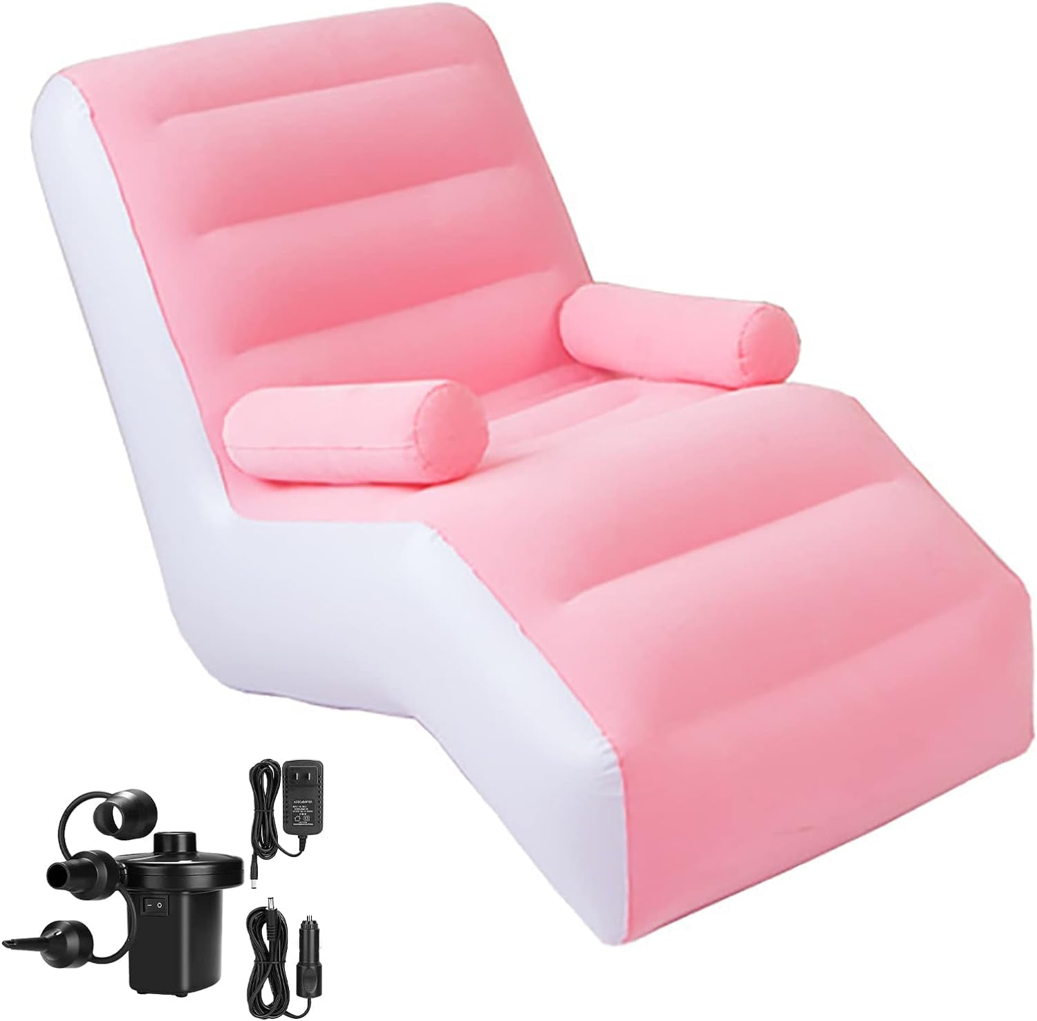 Inflatable Indoor Living Room Chair Lounge with Handrails, Inflatable Foldable Deck Chair with ...