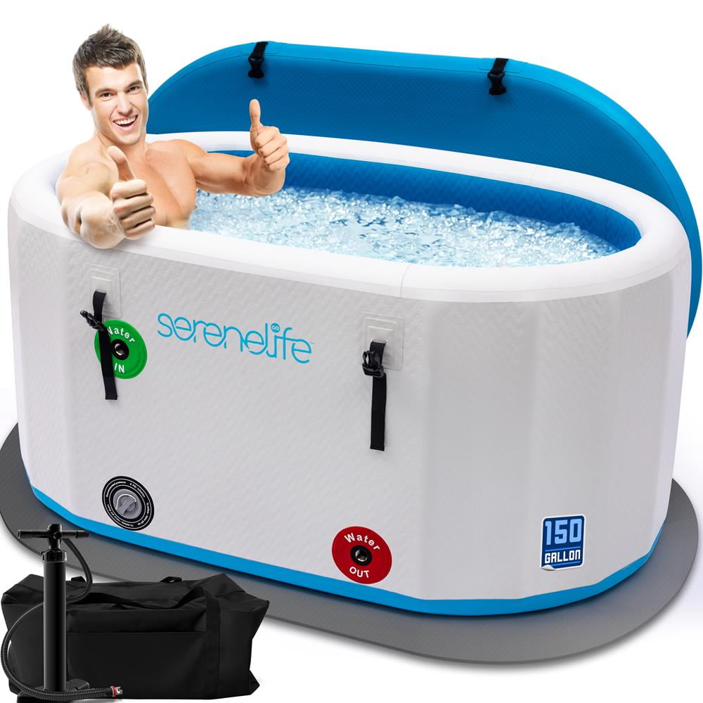 SereneLife Inflatable Cold Plunge Tub Ice Bath, 105 Gal One Person Ice ...