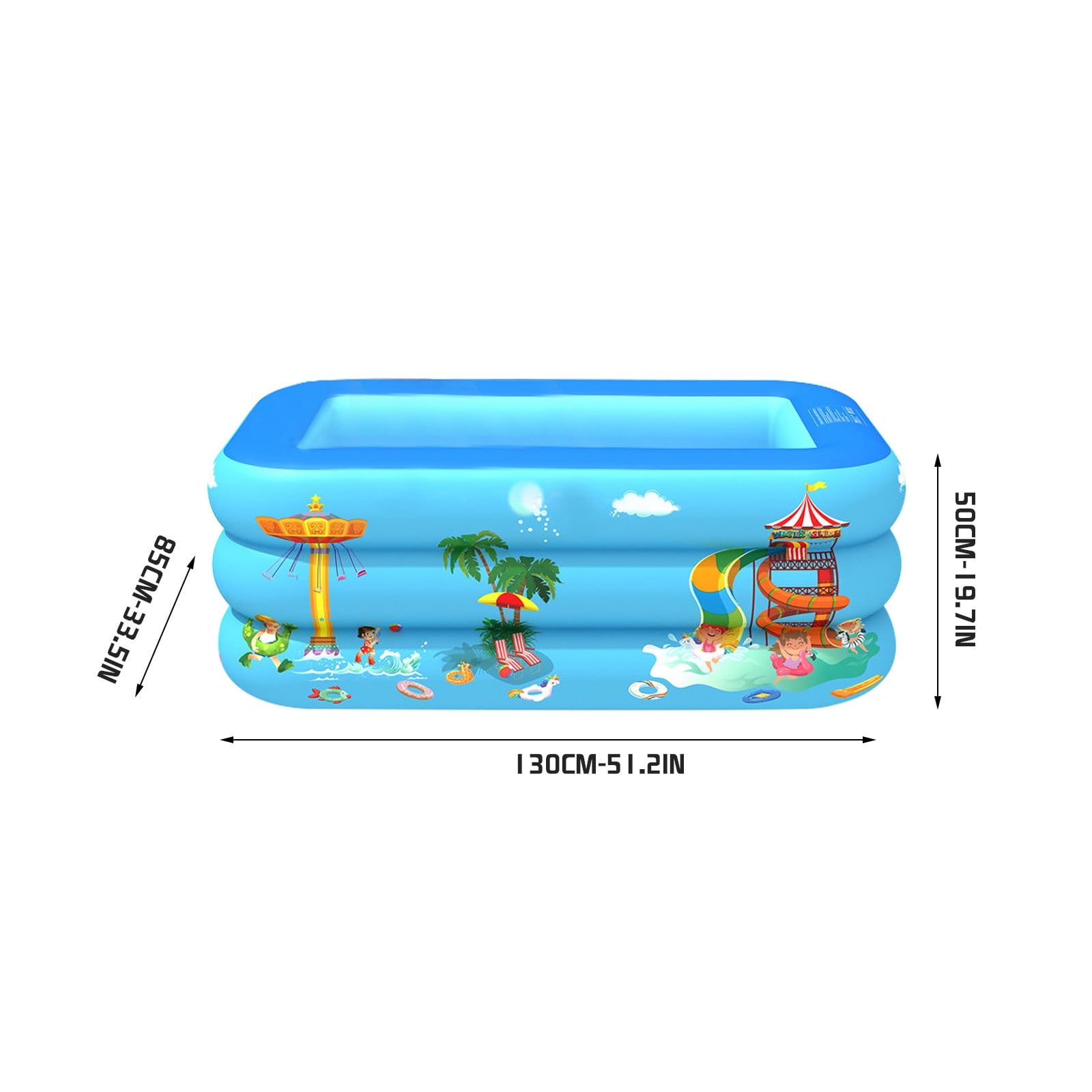 Inflatable Kiddie Pool, 51" × 36" × 20" Kids Swimming Pool with ...