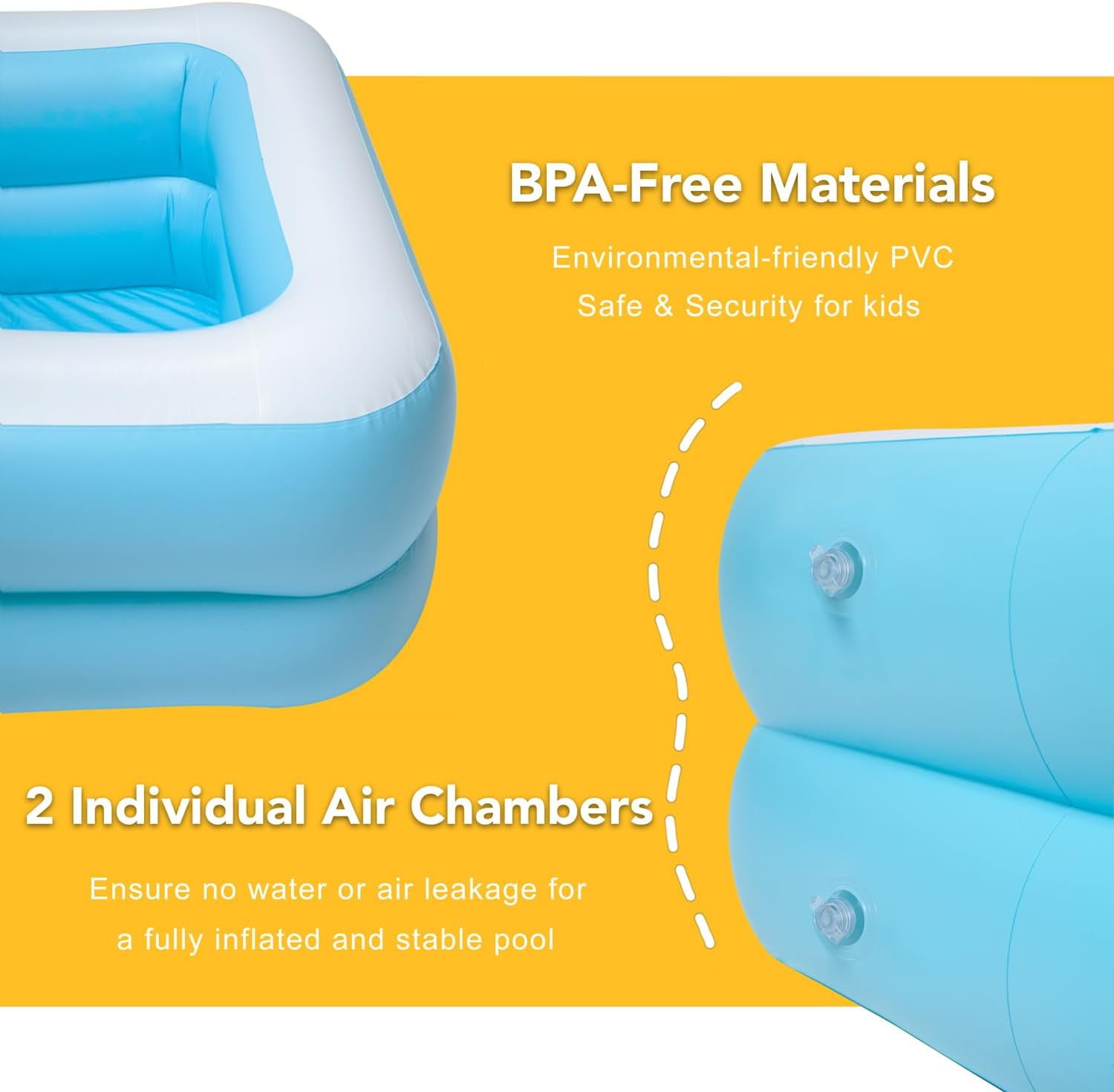 Inflatable Kiddie Pool 61"x42"x18" Baby Pools Swim for Kids Inflatable ...