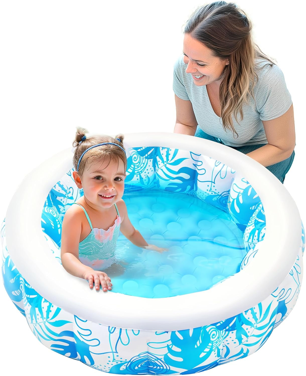 Inflatable Kiddie Pool for Kids, 36"x8.5" Swimming Pool with Soft Pad ...