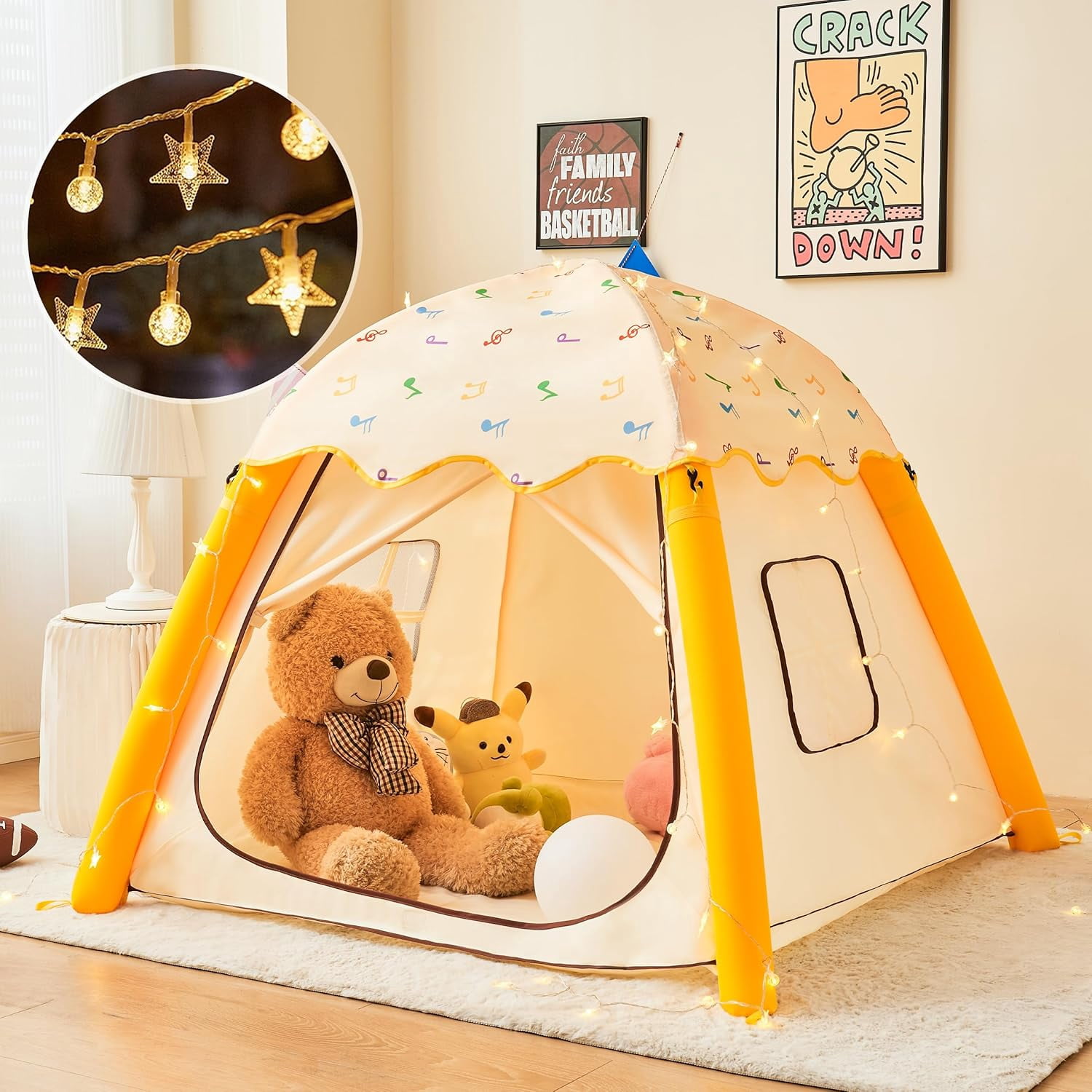 Inflatable Kids Play Tent Indoor/Outdoor, Kids Tent with Star Lights ...