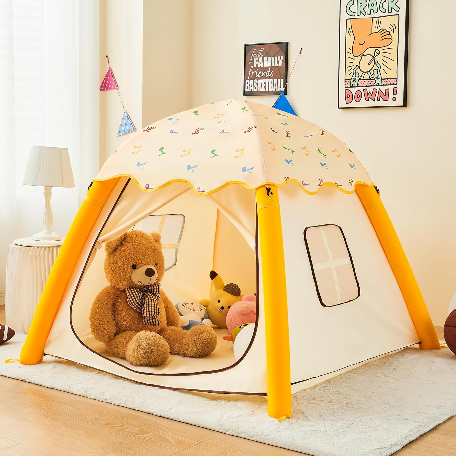 Inflatable Kids Play Tent Indoor/Outdoor, Kids Tent with Star Lights ...