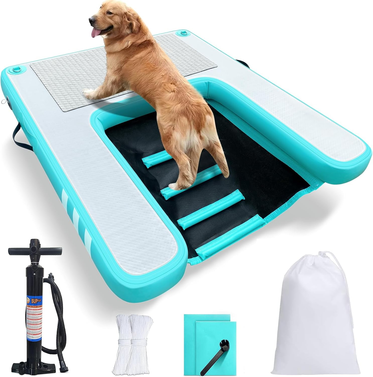 Inflatable Large Dog Water Ramp Float Floating Ramp-Swimming Pets Up to ...