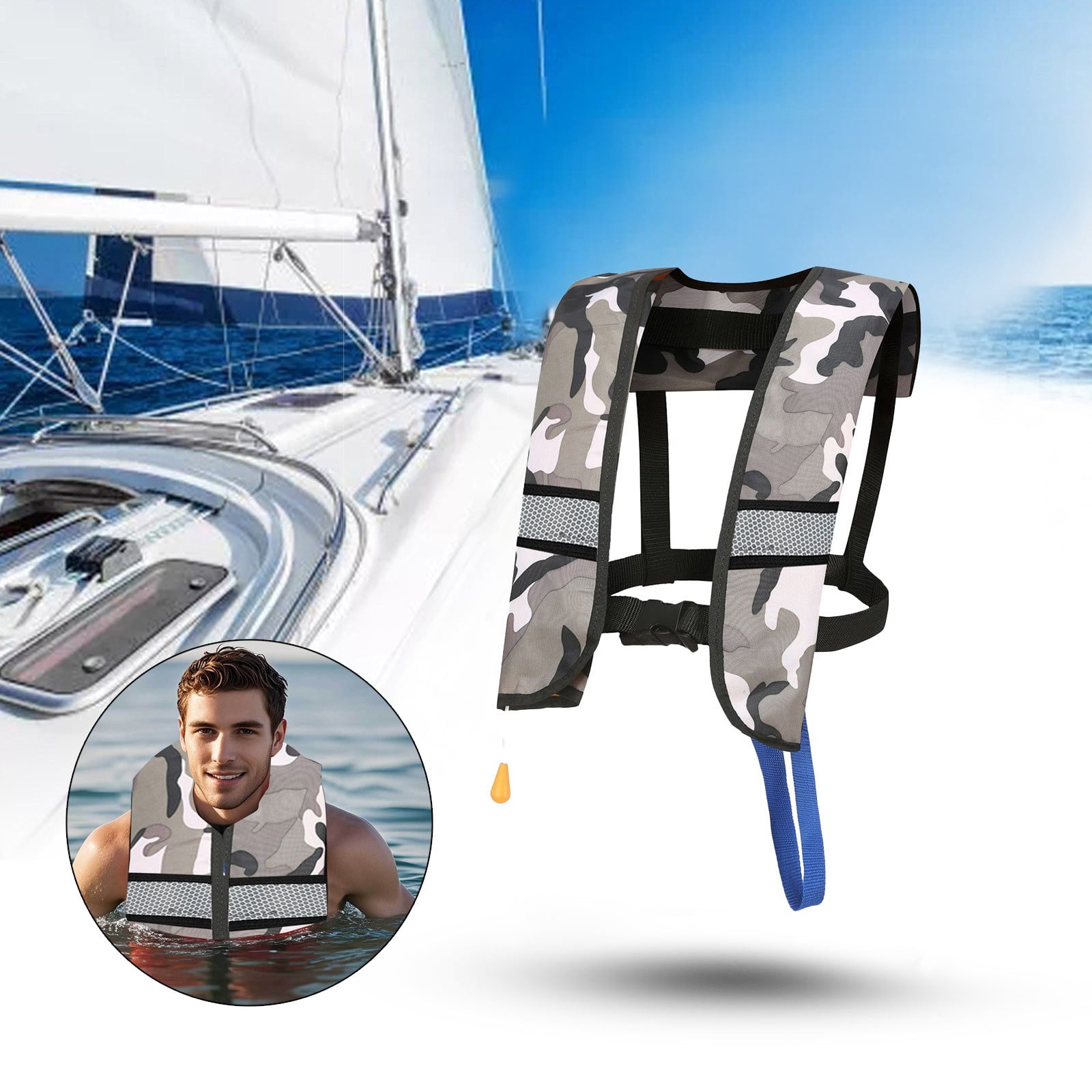 Inflatable Life Jacket for Adults with Maximum Buoyancy and Emergency ...