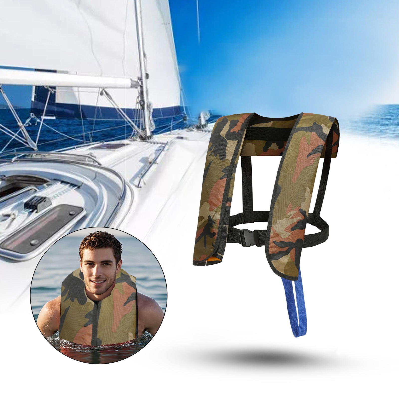 Inflatable Life Jacket for Water Emergencies with Maximum Buoyancy and ...