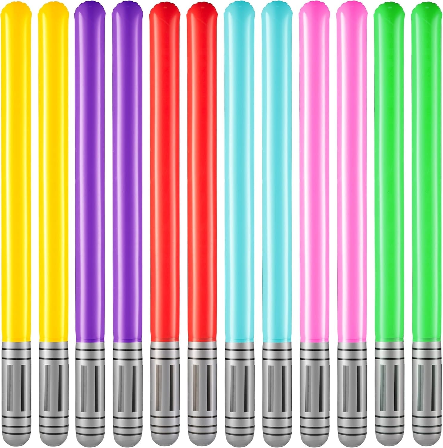 Inflatable Light Sabers For Kids - (Pack Of 12) 35-inch Neon Color Blow ...