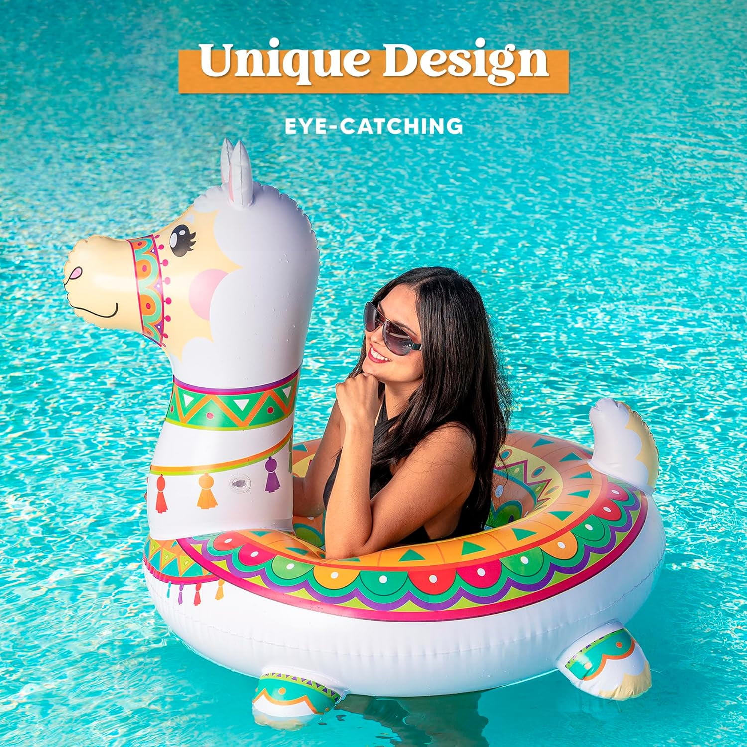 Inflatable Llama Pool Float 43.5", Fun Beach Floaties, Summer Pool Raft ...